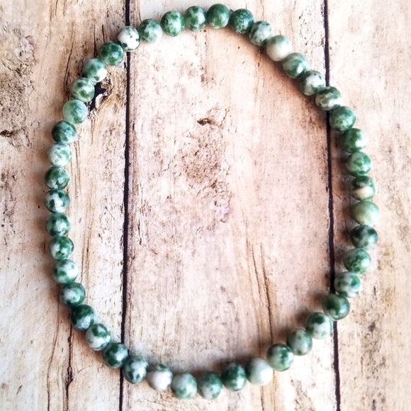 Jewelry | 4mm Spotted Green Jasper Gemstone Bracelet | Poshmark